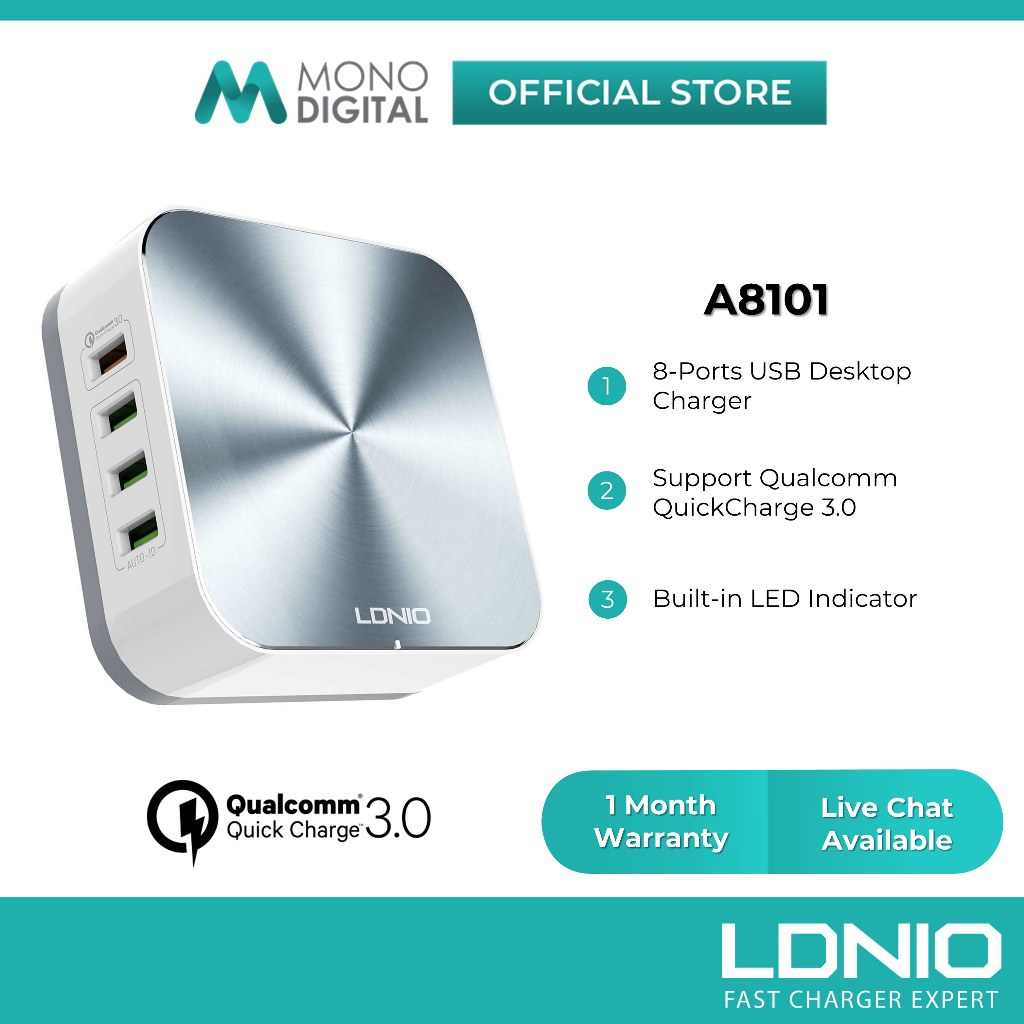 LDNIO A8101 QC3.0 8 USB | Neo Quick Charge 3.0 USB Wall Multi Charger 8 ...