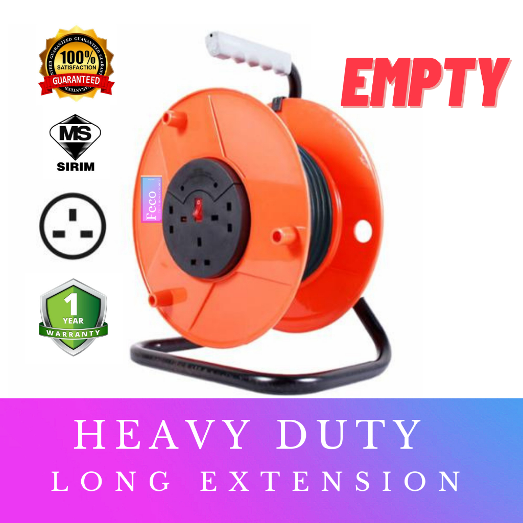 𝗦𝗨𝗣𝗘𝗥 𝗟𝗢𝗡𝗚 𝗛𝗘𝗔𝗩𝗬 𝗗𝗨𝗧𝗬 3Gang Round Extension Box Cable Reel Socket Sirim ...