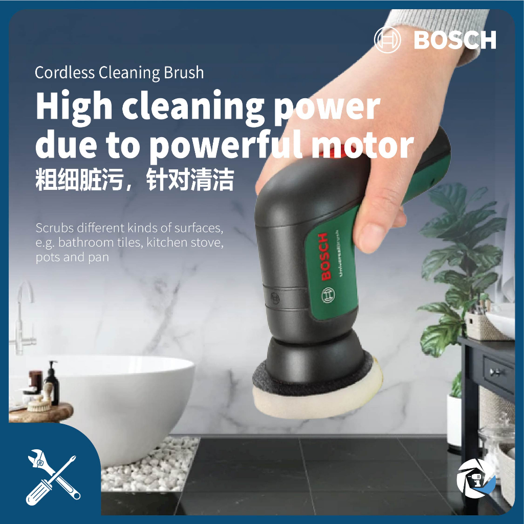 BOSCH 3.6V CORDLESS UNIVERSAL BRUSH | MULTIPURPOSE SCRUBBING CLEANING ...