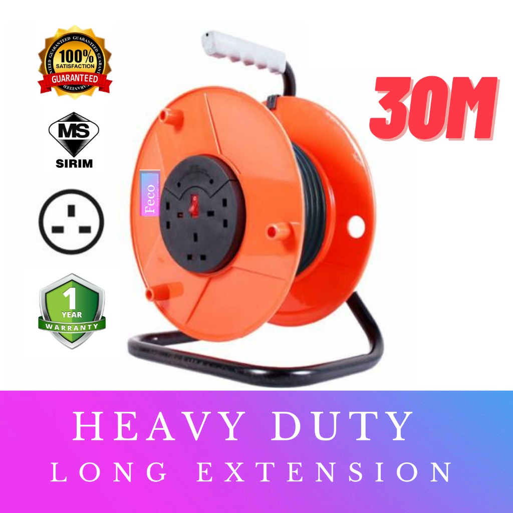 𝗦𝗨𝗣𝗘𝗥 𝗟𝗢𝗡𝗚 𝗛𝗘𝗔𝗩𝗬 𝗗𝗨𝗧𝗬 3Gang Round Extension Box Cable Reel Socket Sirim ...