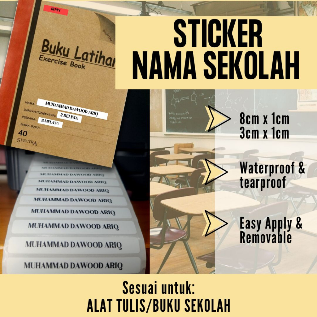 Sticker Nama Label Nama Sekolah | Shopee Malaysia