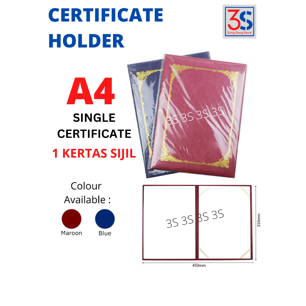 [HARD COVER] A4 CERTIFICATE HOLDER (SINGLE / DOUBLE ) / BUKU SIJIL ...