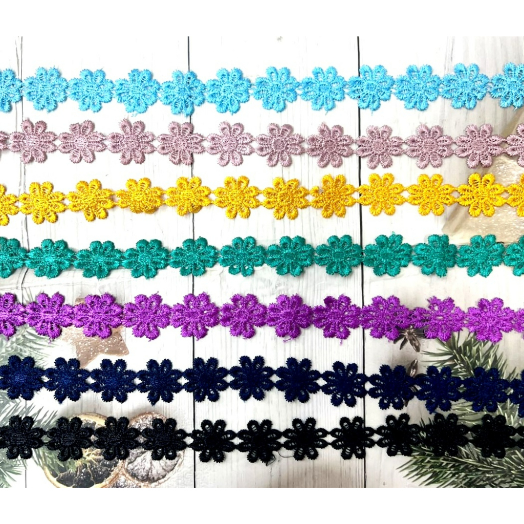 2.5cm Lebar, Renda Bunga Baju, Lace Meter, Fabric Material, Flower Lace ...