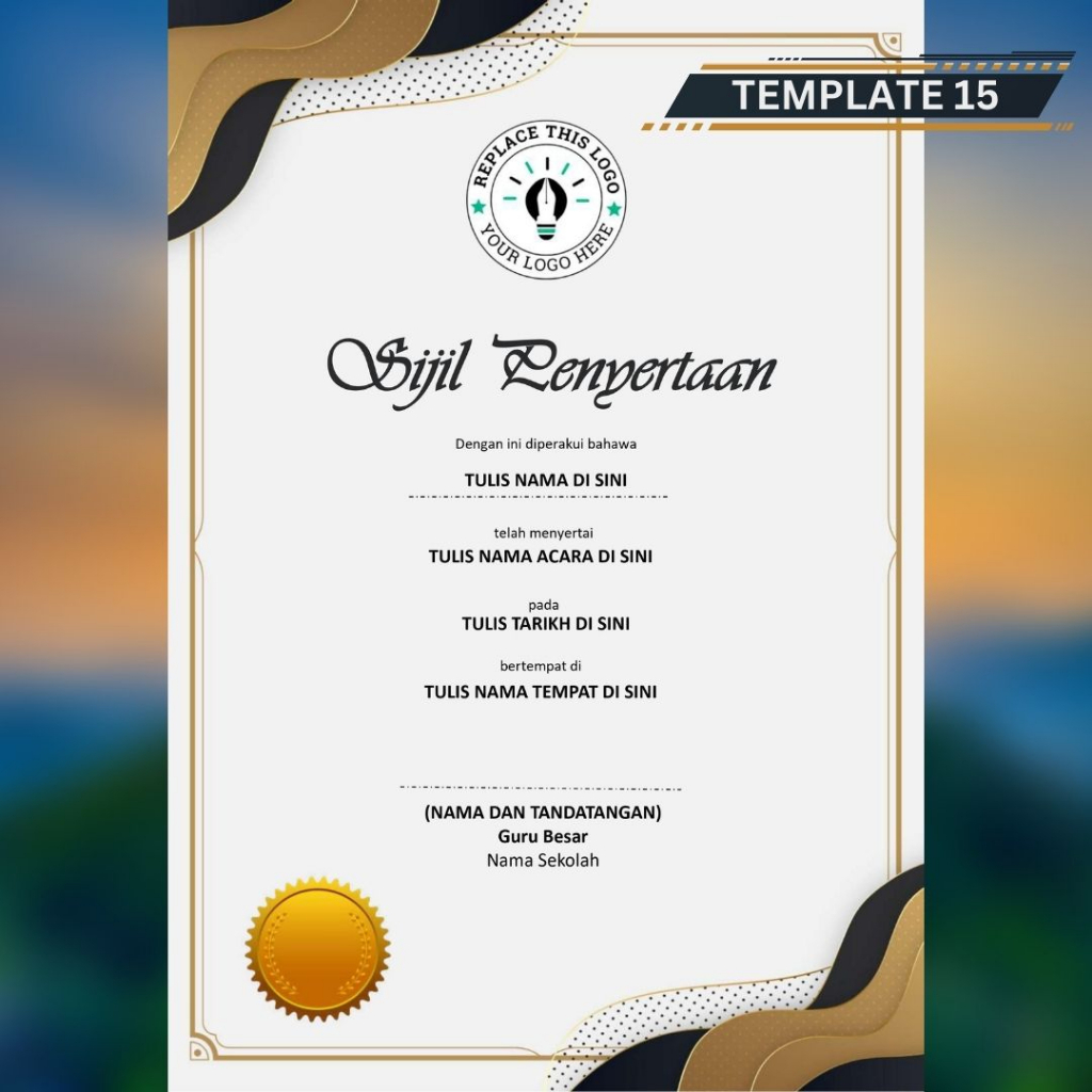 [Powerpoint] Template Sijil Certificate Template Editable Powerpoint ...