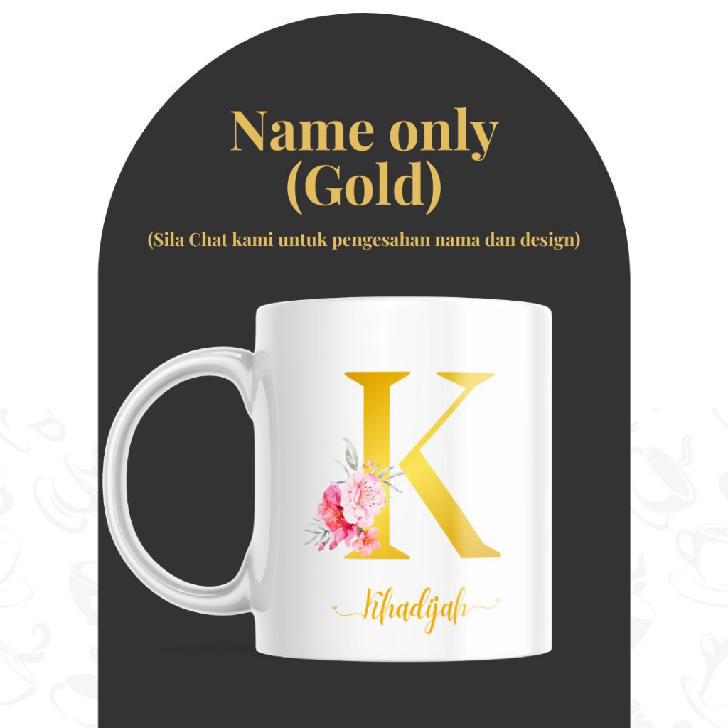 [HOT]🔥 Custom Mugs Name Initial FLOWER Personalized🔥 Alphabet Bunga ...