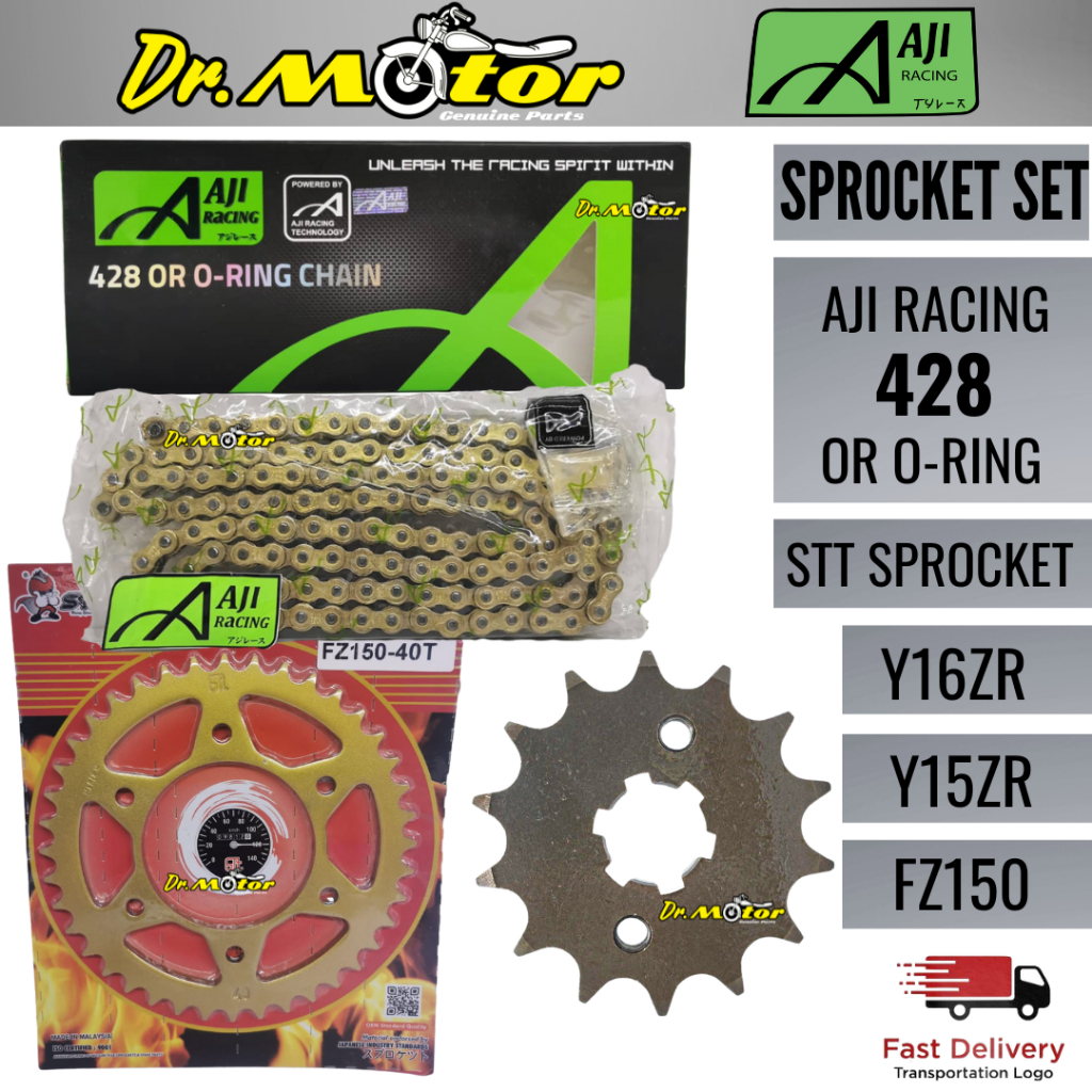 Y15ZR Y16ZR FZ150 AJI RACING 428 ORING KLO CHAIN RANTAI GOLD EMAS STT ...