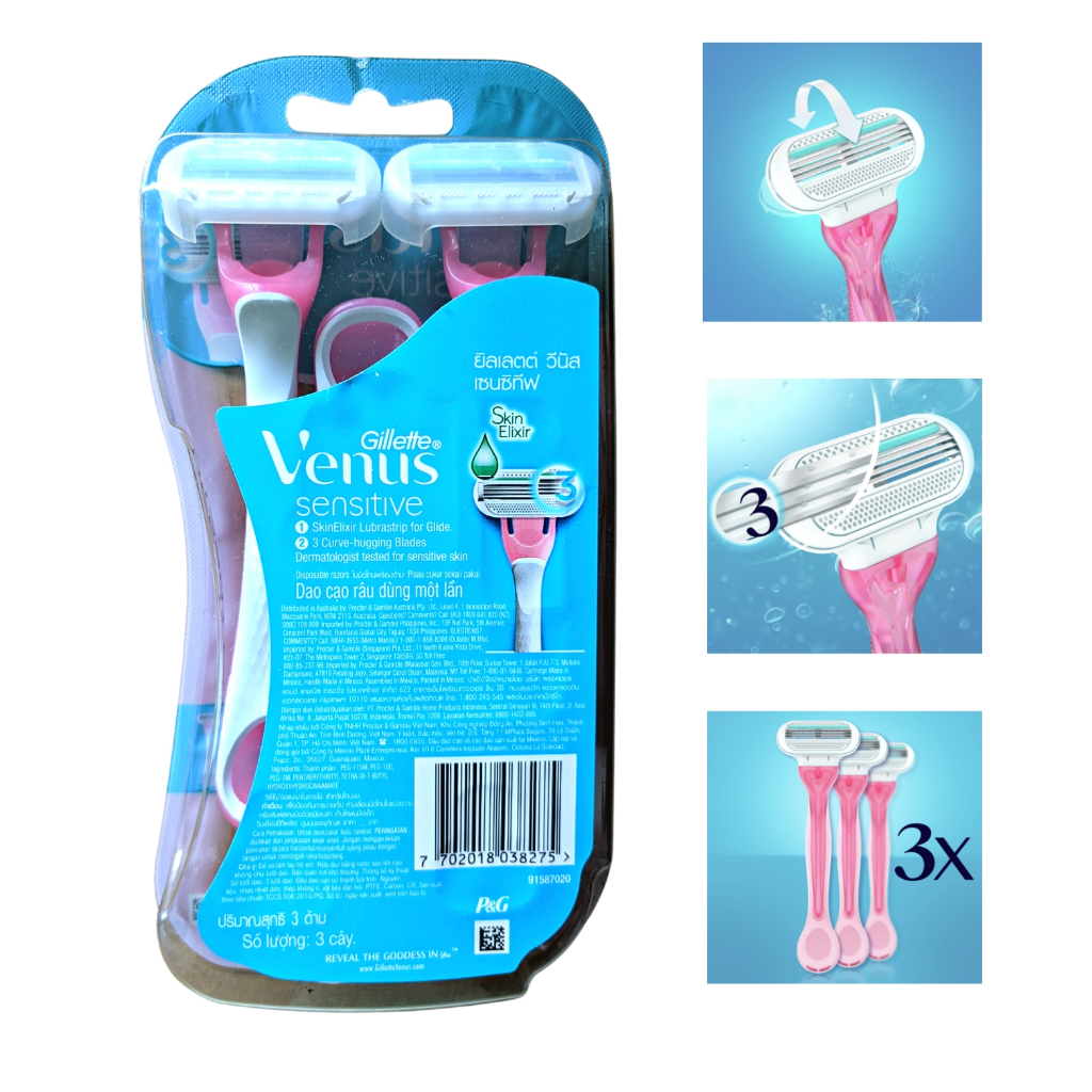 Gillette Venus Sensitive Disposable Razors (3s) | Shopee Malaysia