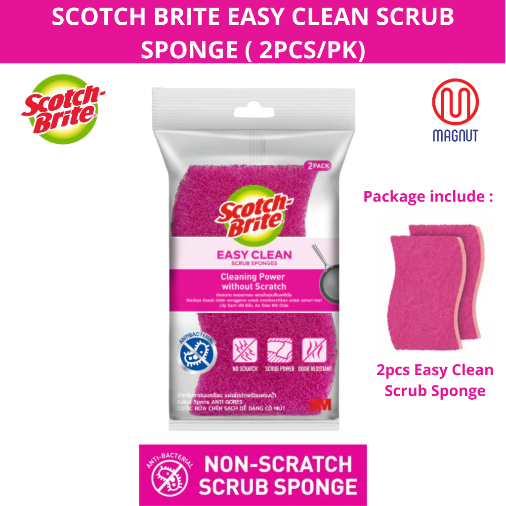 3M Scotch-Brite® Easy Clean Antibacterial Scrub Sponge - Scratch Free ...