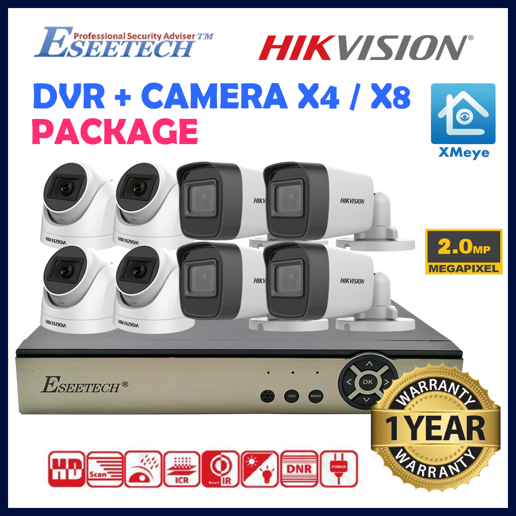 HIKVISION 2MP 1080P Camara + ESEETECH 4/8-CHANNEL 2MP DVR 👍 Package SET ...