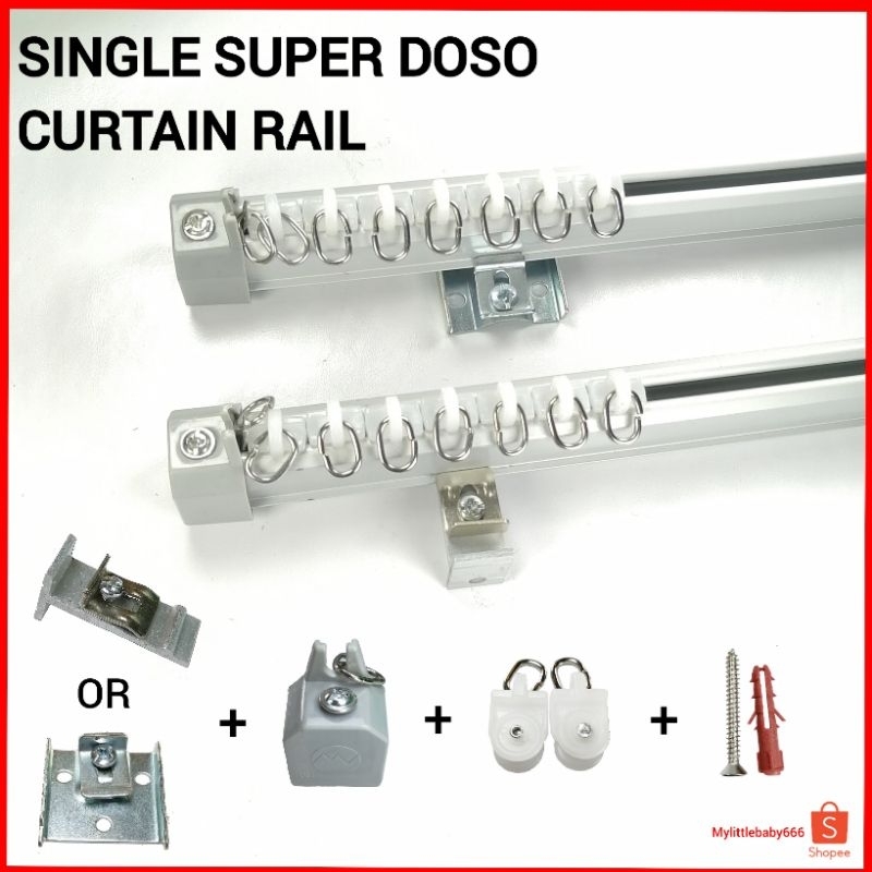 SUPER DOSO SINGLE CURTAIN RAIL BESI LANGSIR (STANDARD SIZE)2.0 FT - 10. ...