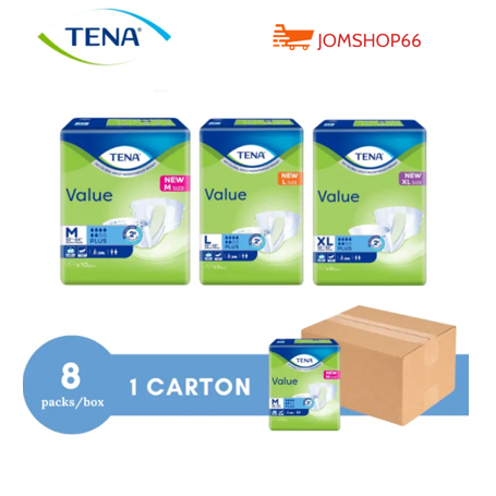 TENA VALUE (M10,L8,XL8) 【1 CARTON 8 PACKS】 | Shopee Malaysia