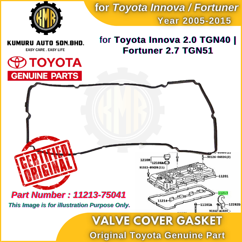 (1pc) 11213-75041 Original Toyota Valve Cover Gasket Toyota Innova ...