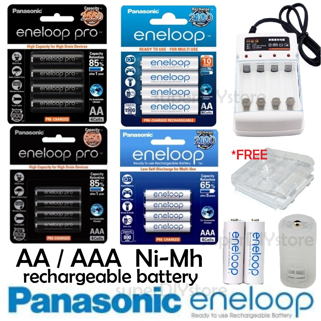 Panasonic Eneloop AA AAA 800 mah 950 mah 1900 mah 2500 mah 2550mah ...