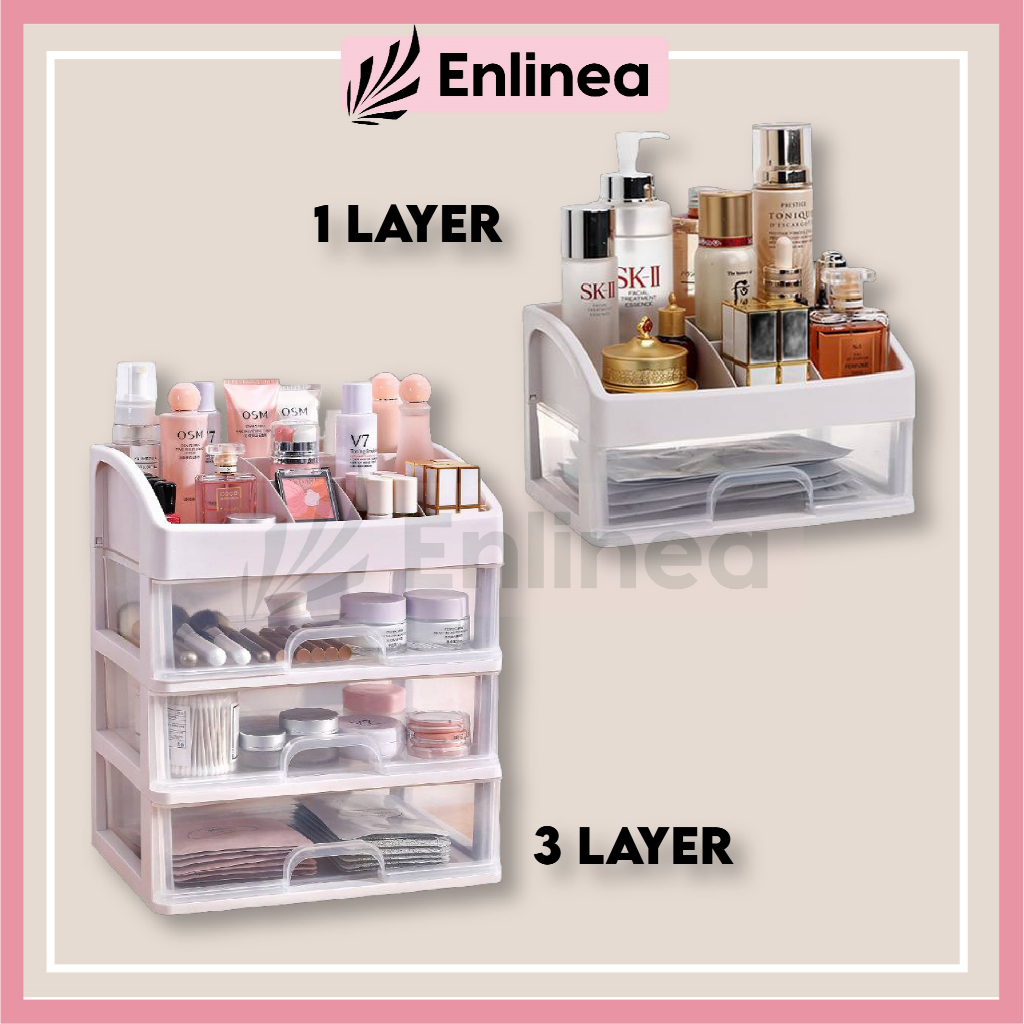 4 tier Drawer Stationery Cosmetic Storage Box Makeup Organizer Stacking ...