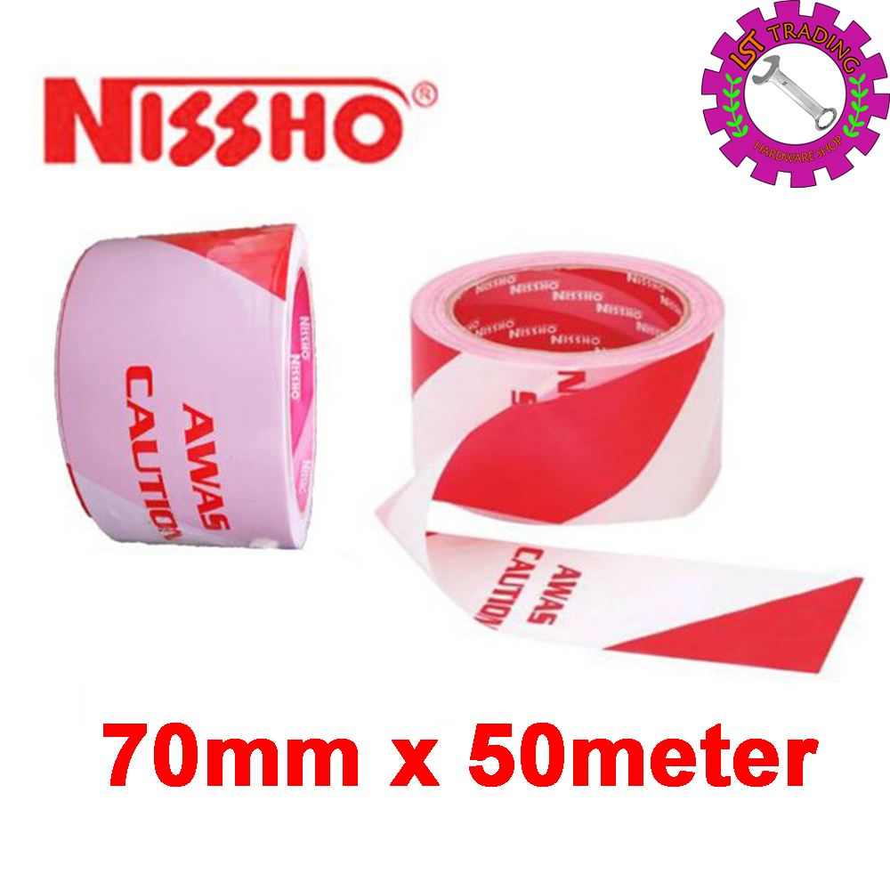 [READY STOCKS] NISSHO AWAS CAUTION SAFETY TAPE 70MM X 50M RED & WHITE ...