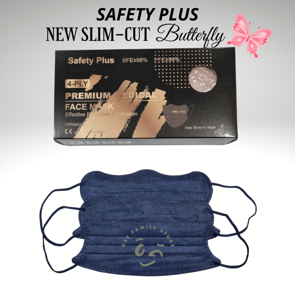Safety Plus NEW SLIM-CUT BUTTERFLY MASK 4 EARLOOP Mask EARLOOP Pelitup ...