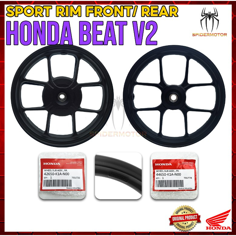 100% Original Honda BEAT V2 Sportrim Front & Rear Rim Depan Belakang ...