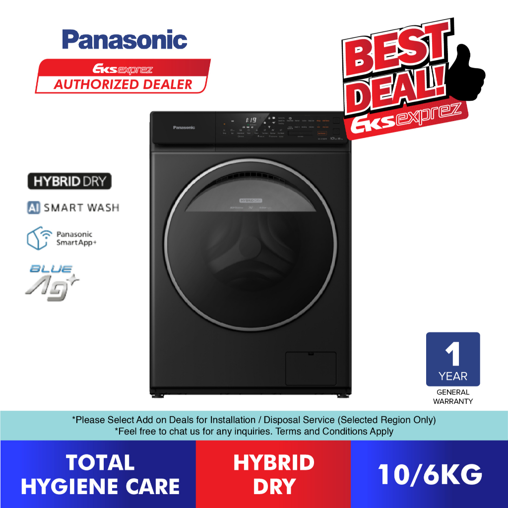 Panasonic Front Load Washing Machine with Dryer (10/6kg) NA-S106FR1BM ...