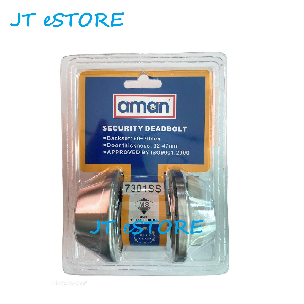 AMAN 7301SS Single Cylinder DeadBolt Lock Thumb-turn & Key Single ...