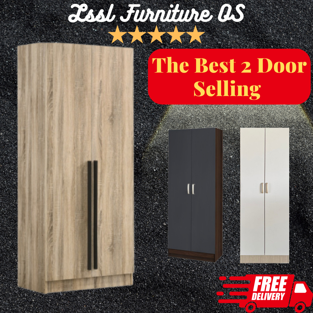 Best 2 Door Wardrobe 2 Drawer / Almari Baju / Almari Pakaian Ready ...