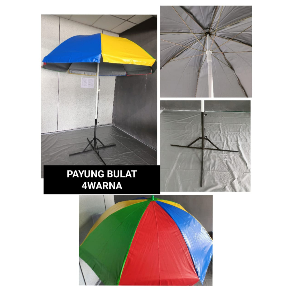 PAYUNG BULAT 4 WARNA 5 KAKI / PAYUNG NIAGA BULAT / PAYUNG NIAGA 4WARNA ...