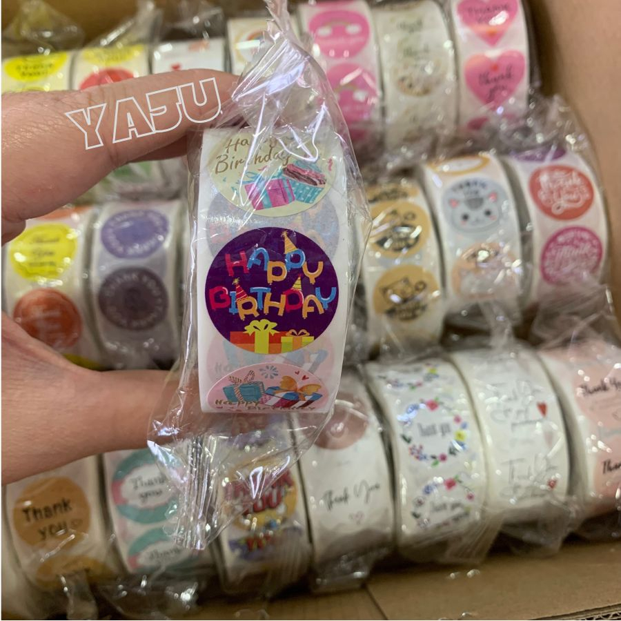 【YAJU!】Thank You & Handmake Sticker 25MM Label Seal Love Terima Kasih ...