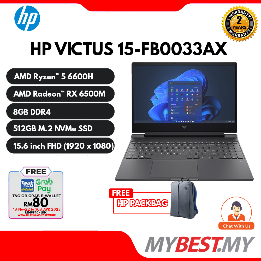 HP VICTUS 15-FB0033AX GAMING LAPTOP (RYZEN 5 5600H,8GB,512GB SSD,15.6 ...
