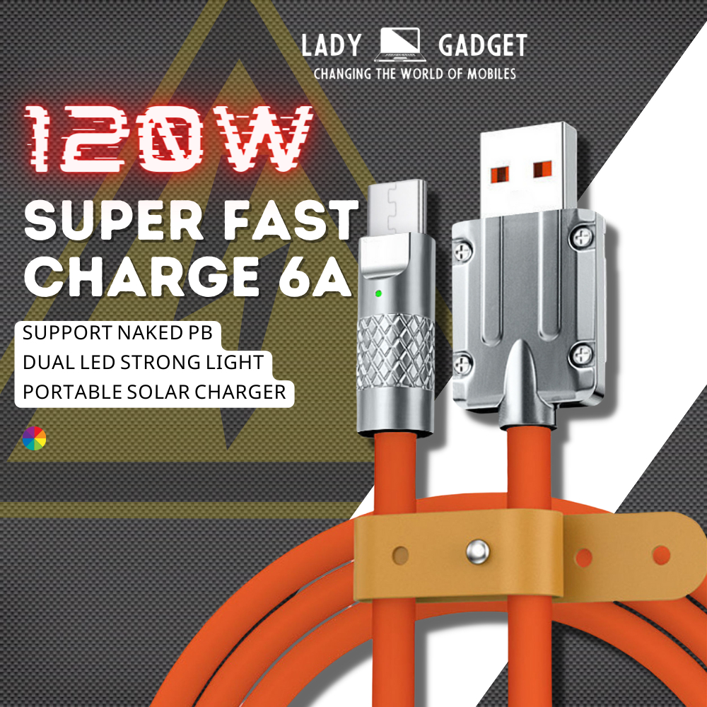 120W 6A Super Fast Charge Liquid Silicone Cable Quick Charge Micro USB ...