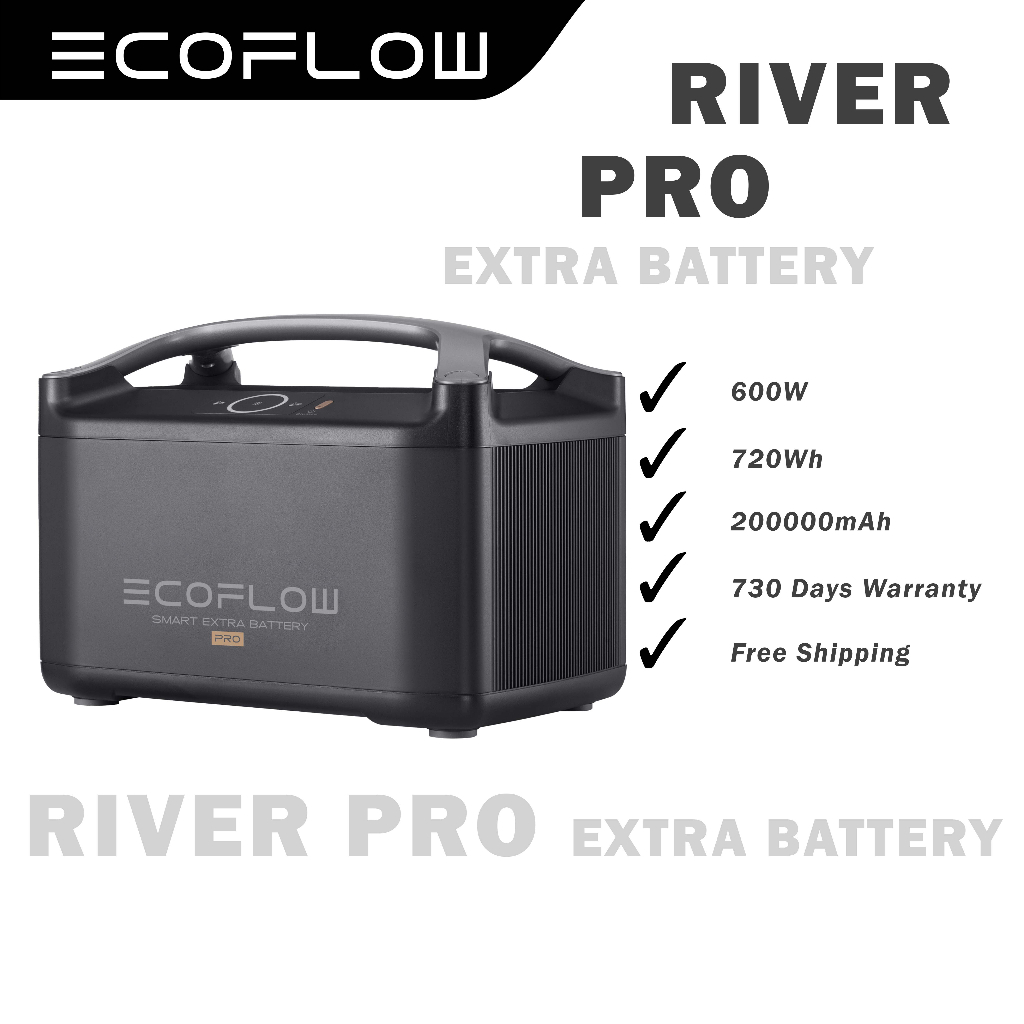 EcoFlow River Pro Extra Battery Only Portable Power Station 720Wh Fast ...