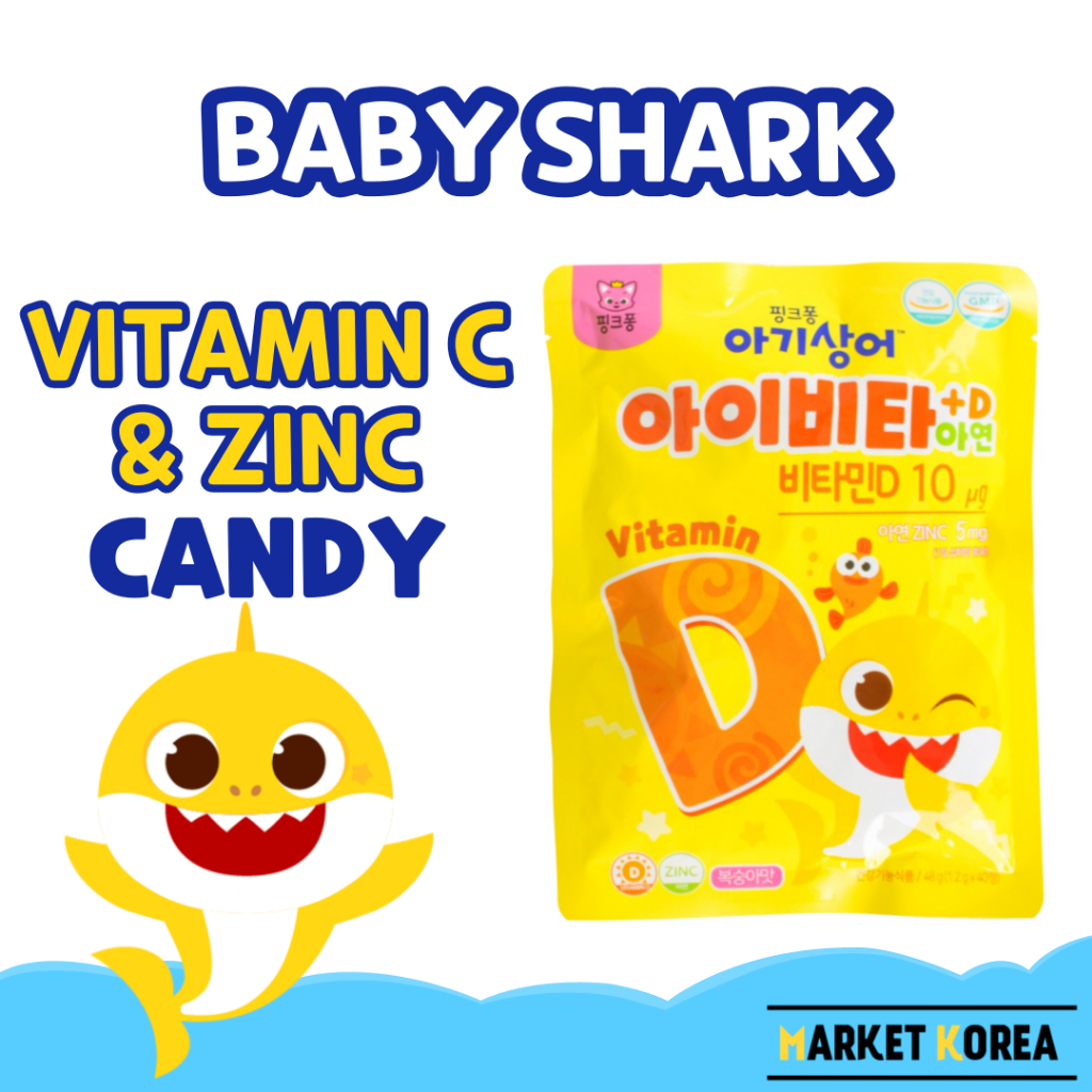 Pinkfong Korea Multi Vitamin Candy 40 pcs Pink Fong Baby Shark | Shopee ...