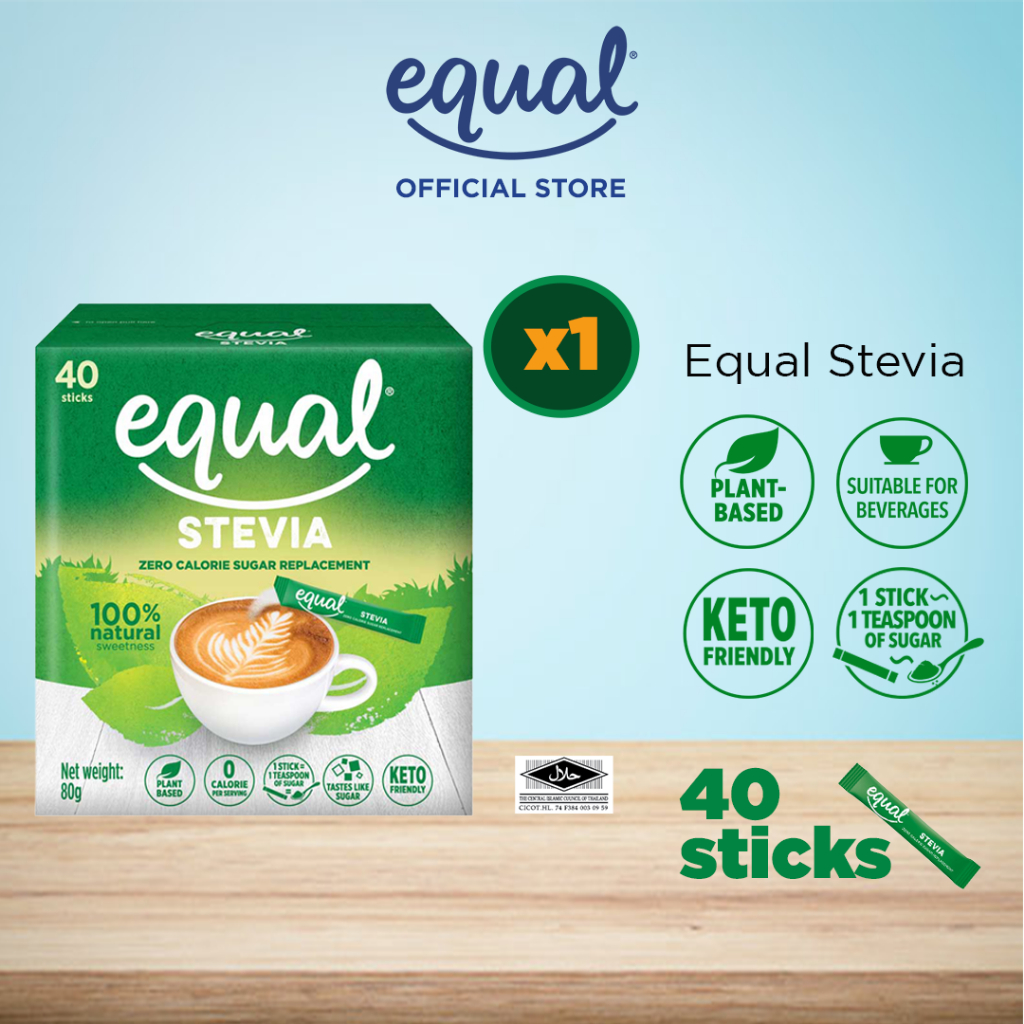 EQUAL Stevia 100% Natural Zero Calorie Sweetener (40 Sticks) | Shopee ...