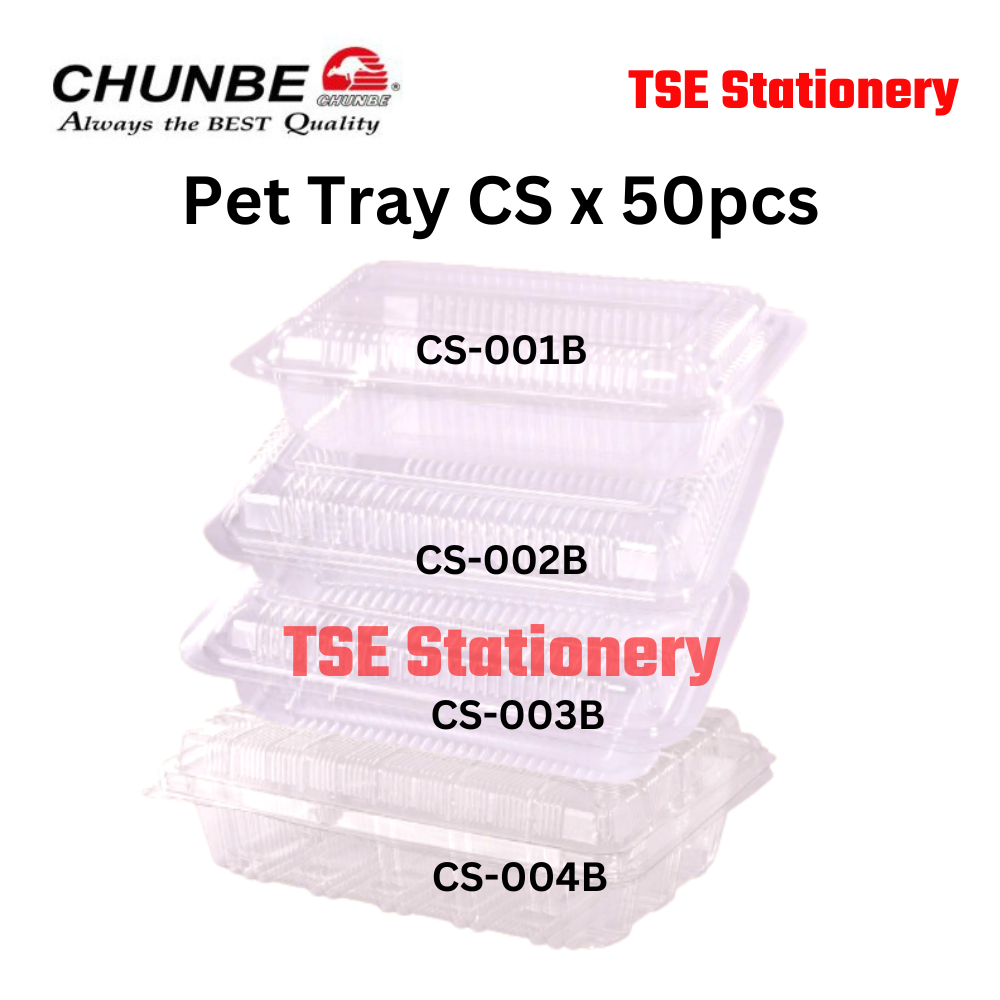 CBware 50Pcs Pet Tray CS001 CS002 CS003 CS004 Chunbe Clear Lunch Box Food Container Kotak ...
