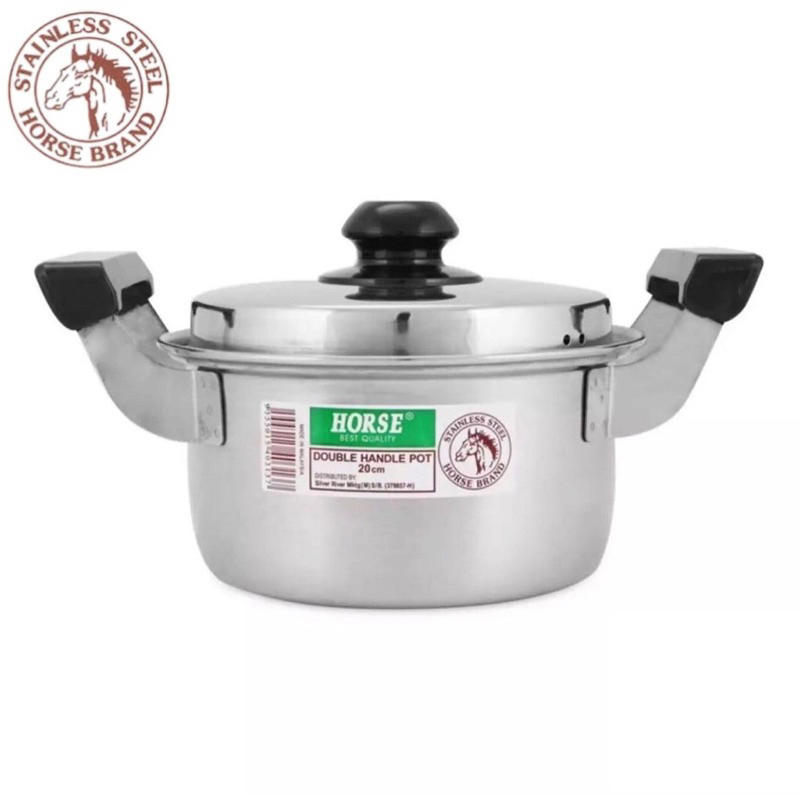 HORSE BRAND Stainless Steel Double Handle Pot with Cover / Cookware ...