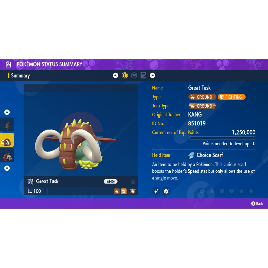 Pokemon Scarlet & Violet - 6IV Shiny Great Tusk [Ranked Battle Best ...