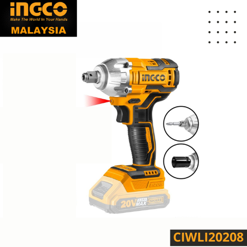 INGCO 20V Lithium-ion Cordless Impact Wrench CIWLI20208 with Batteries ...