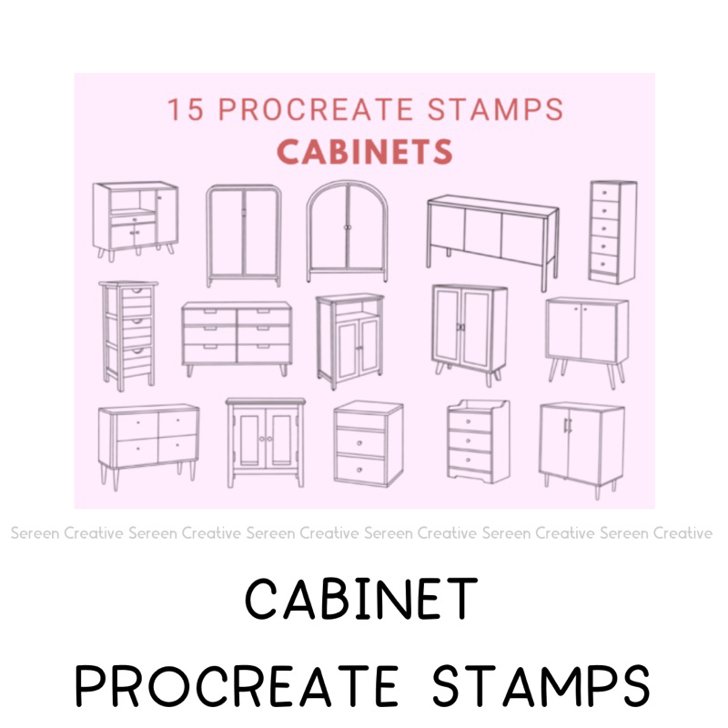 P271 Cabinets Procreate Brush Stamps (Graphic Design, Interior Design ...