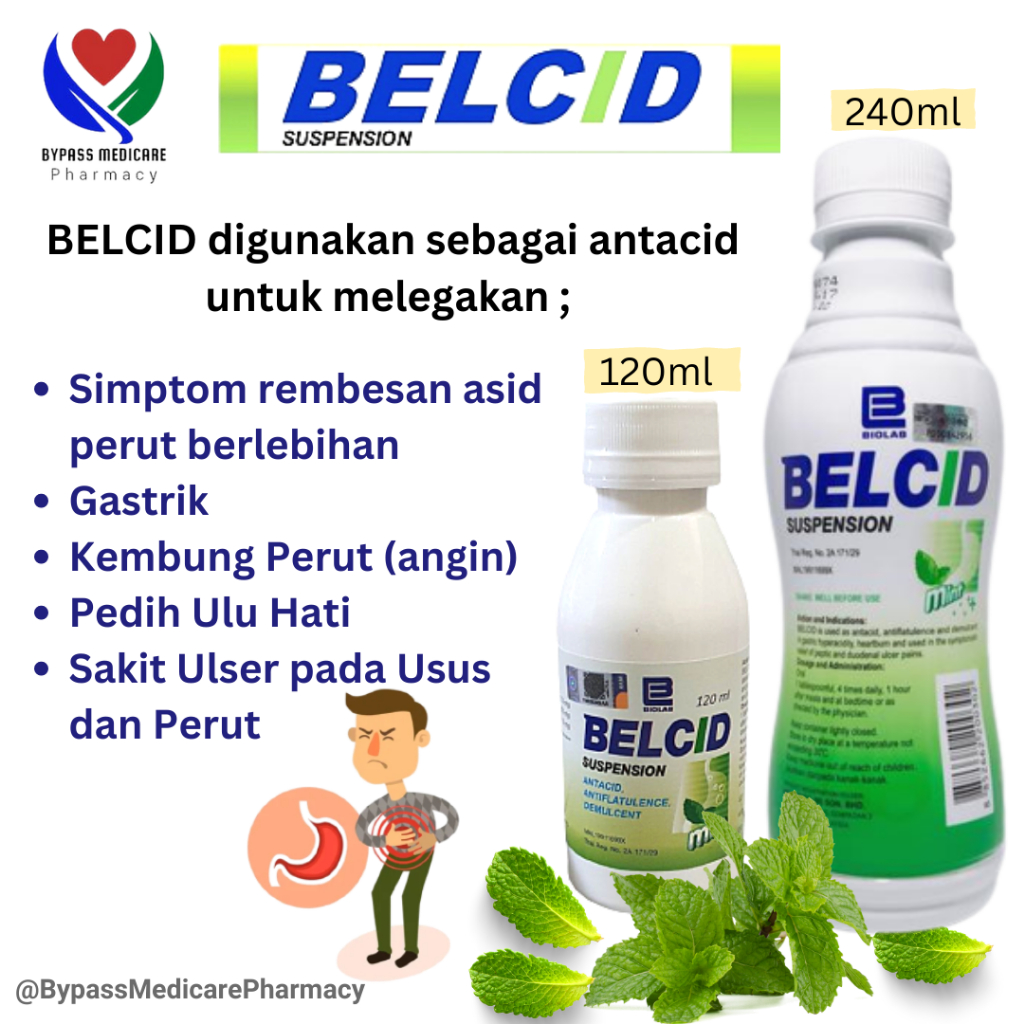BELCID SUSPENSION MINT( GASTRIK/ PEDIH ULU HATI / KEMBUNG PERUT/ ANGIN ...