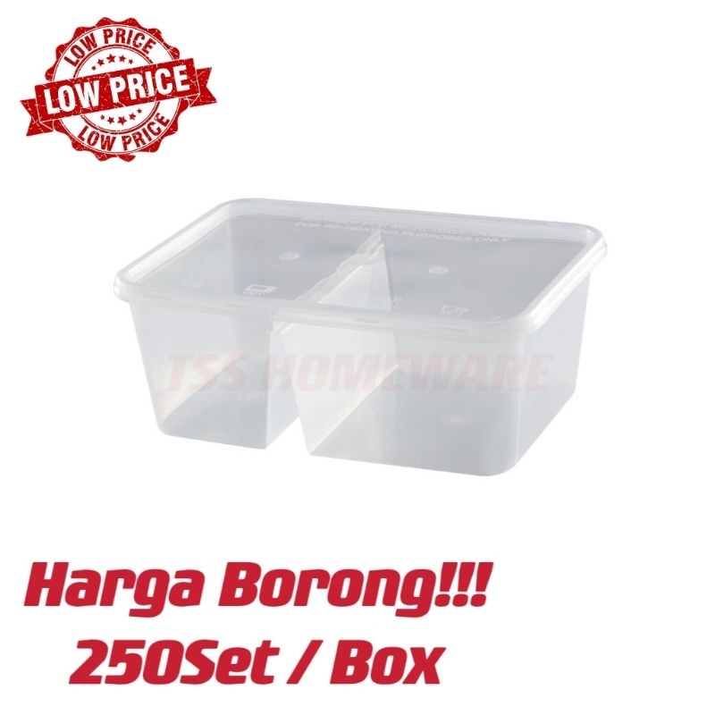 FR1000-2C MICROWAVABLE RECTANGULAR 2 COMPARTMENTS CONTAINER (1000ML ...