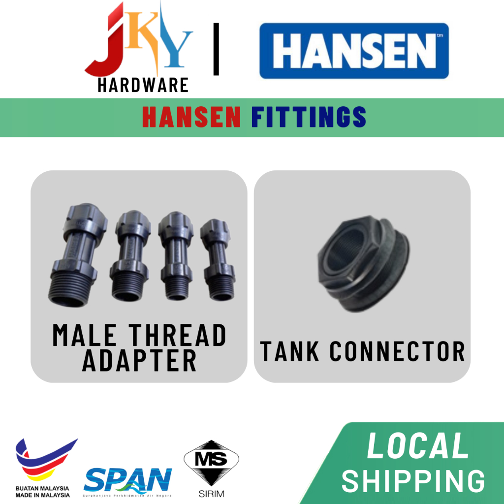 HANSEN Fittings Connector System HDPE Poly Pipes Nylon 6 MTA/Male ...