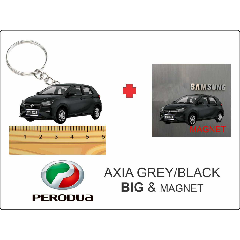 perodua axia grey black new 2023 keychain 2d | Shopee Malaysia