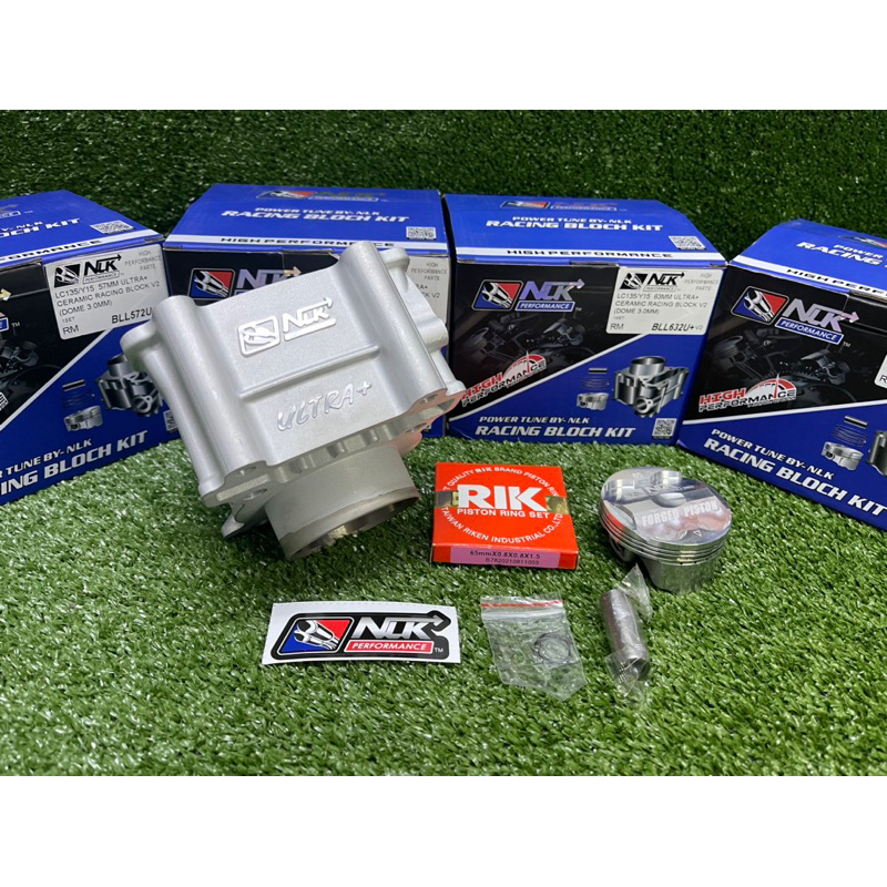 Y15 LC135 Y15ZR RACING CERAMIC BLOCK V2 ULTRA + PISTON DOME 3.0MM NLK PERFORMANCE 100% ORIGINAL ...