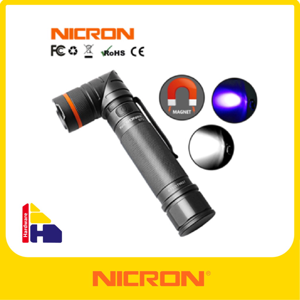NICRON Rechargeable Twist Flashlight with UV Light 10W - B75 (1000 ...
