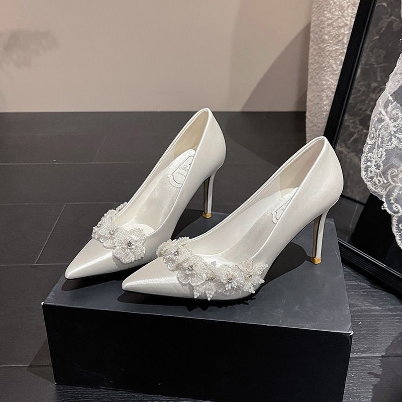 Wedding Kahwin Nikah Premium Satin Lace Heels Size 32 to 43 | Shopee ...