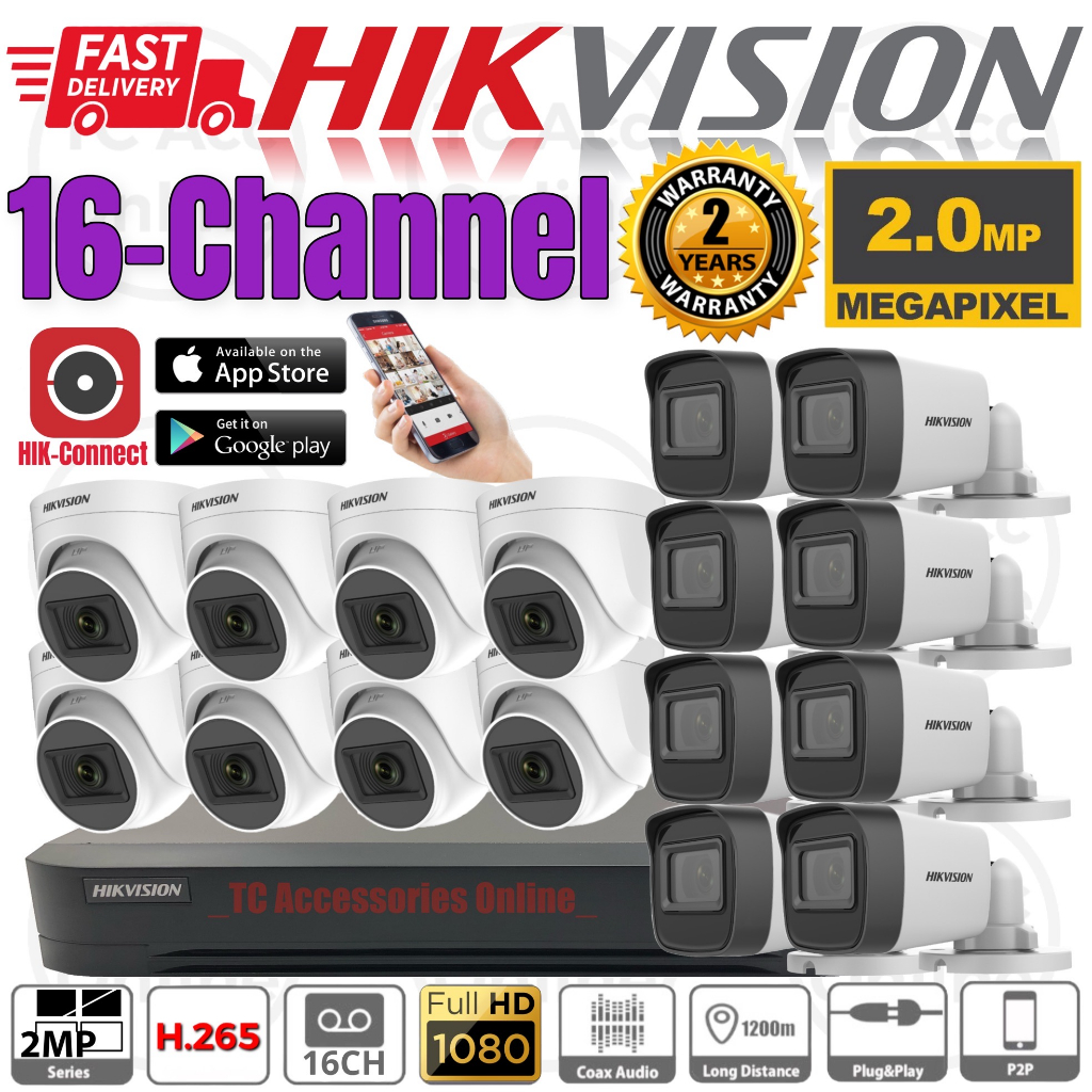 HIKVISION 🌟16-CHANNEL🌟 2MP HIK CCTV Full HD 1080P 2.0MP DVR+Camera ...
