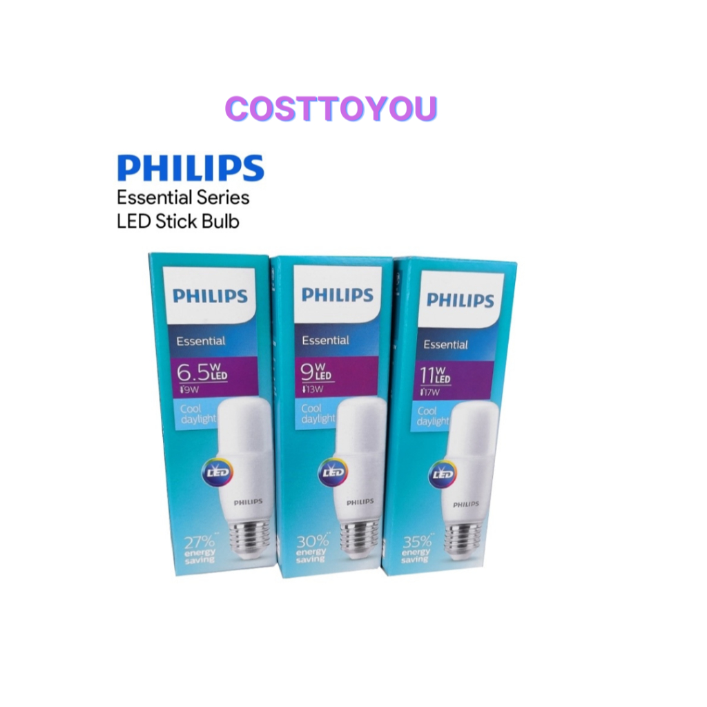 PHILIPS E27 LED STICK/ LED BULB 6.5W/7W/9W/11W [6500K/3000L] | Shopee ...