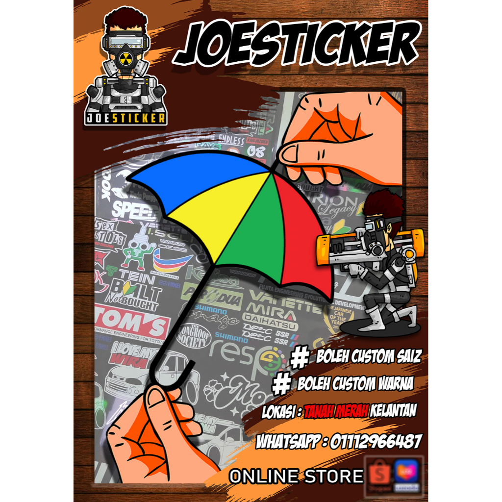 STICKER PAYUNG PELBAGAI SAIZ UNTUK PELBAGAI KENDERAAN | Shopee Malaysia