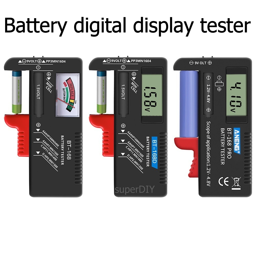 Digital battery power meter display tester AA AAA C D 18650 PRO LCD ...