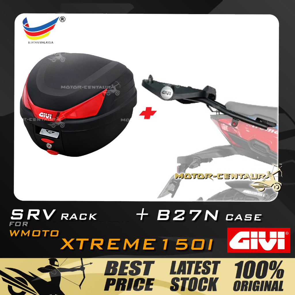 SET KOMBO KOTAK/BOX GIVI B27/B270/B32/B33/B42/B45/E250/E43 TOP CASE + GIVI WMOTO XTREME 150I SRV ...