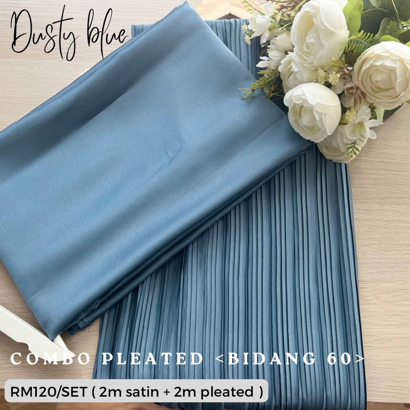 kain pleated satin dan set combo pleated dengan satin plain sesuai ...