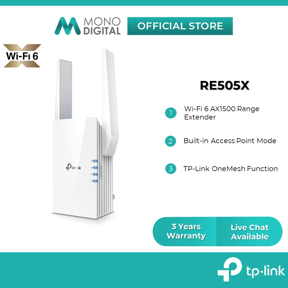 TP-Link RE505X / RE605X / RE705X AX1500/AX1800 Onemesh AX Wi-Fi 6 Range Extender/Repeater/Access ...